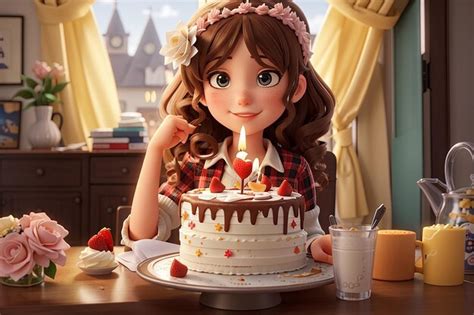 Premium Ai Image Girl And Cake