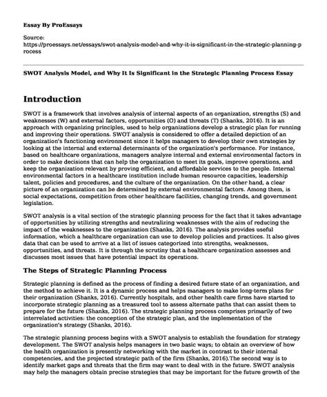 Swot Analysis Paper Example