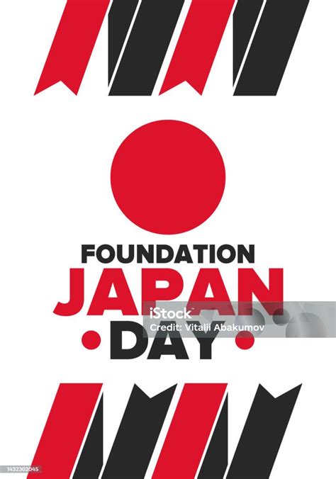 일본 재단의 날 일본 국민 해피 홀리데이 매년 2 월 11 일에 축하 일본 국기 애국적인 요소 포스터 카드 배너 및 배경 벡터 일러스트 레이 션 0명에 대한 스톡 벡터 아트
