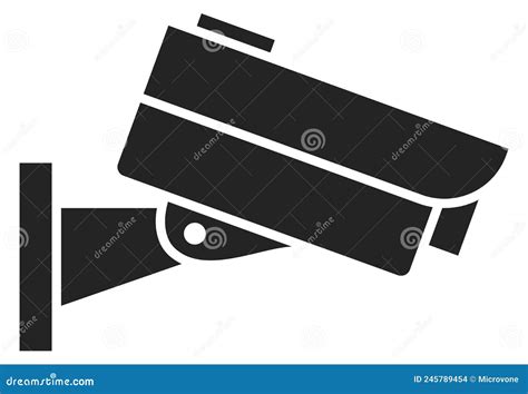 Surveillance Black Icon Security Camera Monitoring Symbol Vector