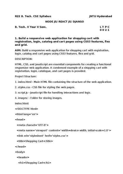 Node Js Practice Material R22 B Tech Cse Syllabus Jntu Hyderabad