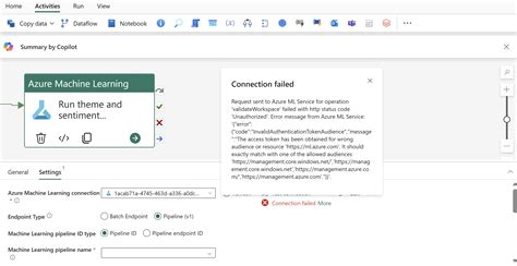 Unable To Call Aml Pipeline From Fabric Data Pipel Microsoft
