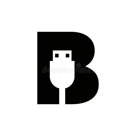 Initial Letter B Usb Symbol Design Computer Connection Usb Cable Icon Vector Stock Vector