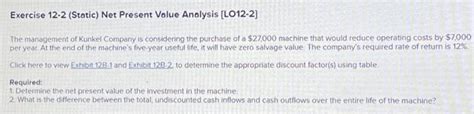 solved exercise 12 2 static net present value analysis