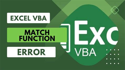 Match Function In Excel Vba And Errors Youtube