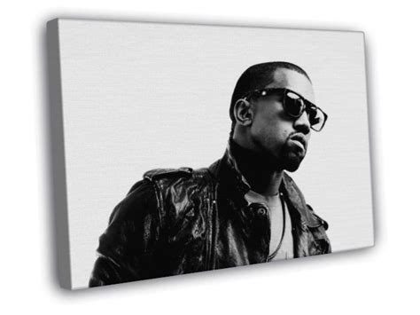 Kanye West Sunglasses Bw Rapper Hip Hop Music Rap 20x16 Inch Framed Canvas Wall Print