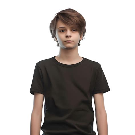 색 배경에 고립 된 검은 티셔츠를 입은 십대 소년의 초상화 무료 Psd 파일