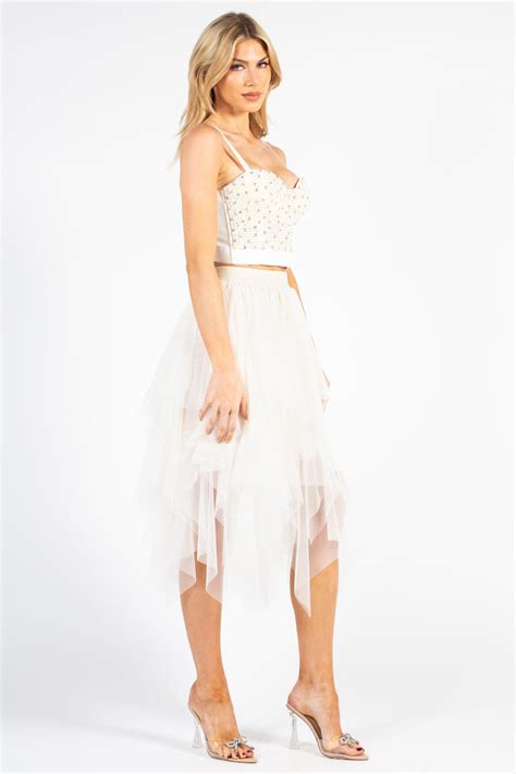 Violetta Multi Layer Tulle Midi Skirt Honey