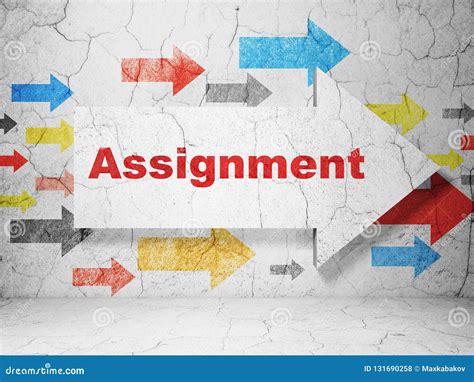 Law Concept Arrow With Assignment On Grunge Wall Background Stock