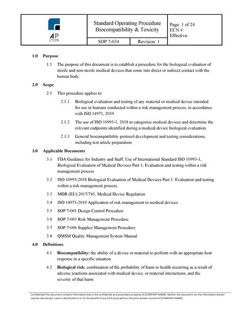 Biocompatibility Procedure
