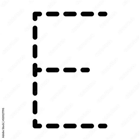 Tracing Alphabet Letter E Prewriting Dotted Line Element For Kindergarten Preschool And