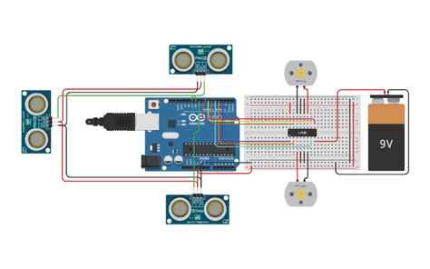 Circuit Design Wall Follower Robot Tinkercad
