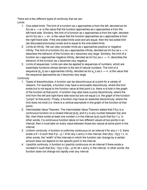 Some More On Limits And Continuity There Are A Few Different Types Of Continuity That We Can