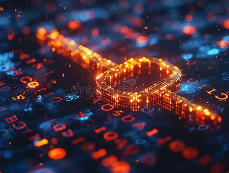 Glowing Digital Key On Binary Code Background Stock Illustration Illustration Of Access