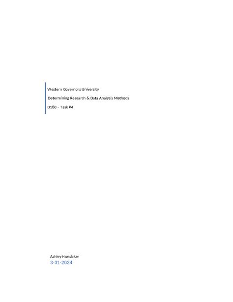 Task 4 Western Governors University Determining Research And Data