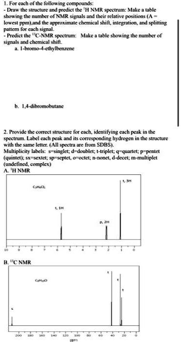 SOLVED For Each Of The Following Compounds Draw The Structure And Predict The H NMR Spectrum