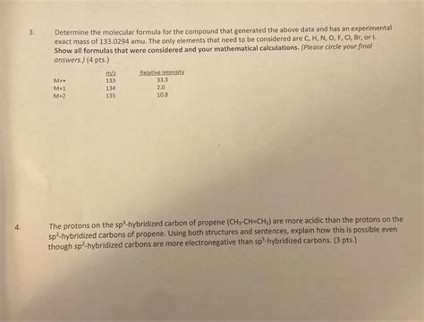 Solved Determine The Molecular Formula For The Compound That Chegg Com