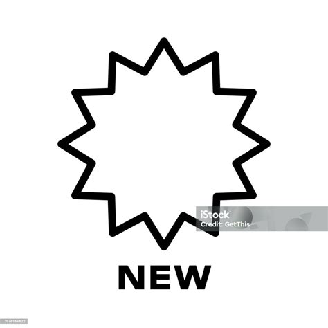 새로운 아이콘 벡터 그림 검정 윤곽선입니다 새로운 도착 별 기호입니다 참신 우표 기호입니다 앱 광고 인터페이스 배너 웹 개발