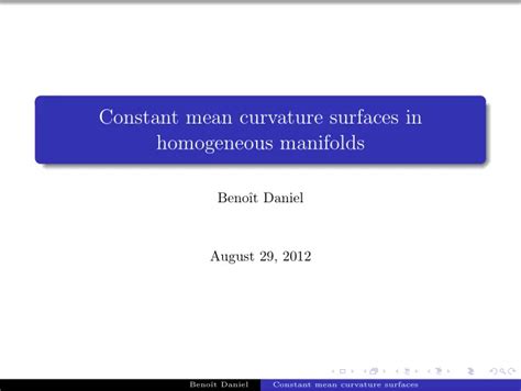 [ppt] Constant Mean Curvature Surfaces In Homogeneous Manifolds Beno T Powerpoint Presentation