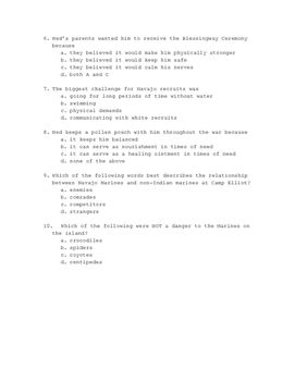 Code Talker Chapters 1 15 Quiz By Kathryn Cervelli TPT