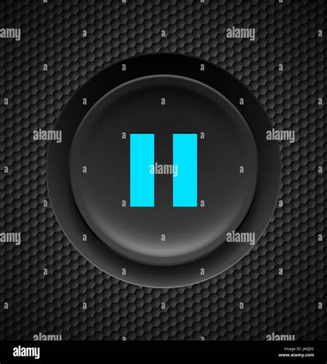 Black Button With Blue Pause Sign On Carbon Background Stock Photo Alamy