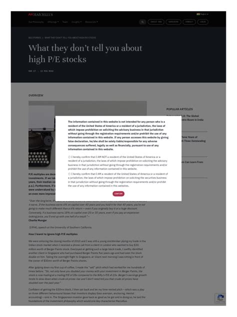 Marcellus In Blogs What They Dont Tell You About High P E Stocks Pdf Priceearnings Ratio