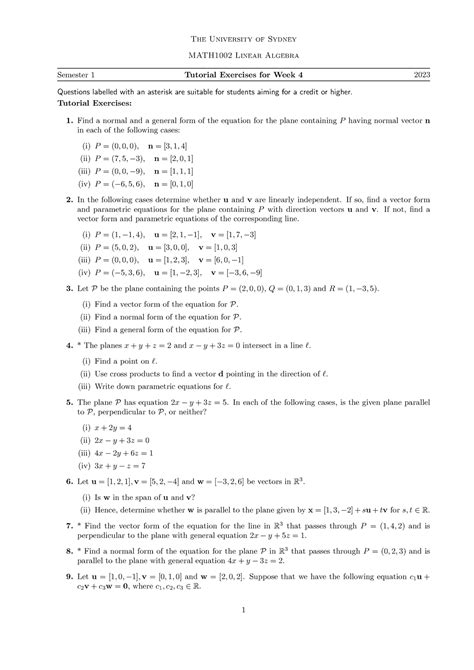2023week4 tut question the university of sydney math1002 linear