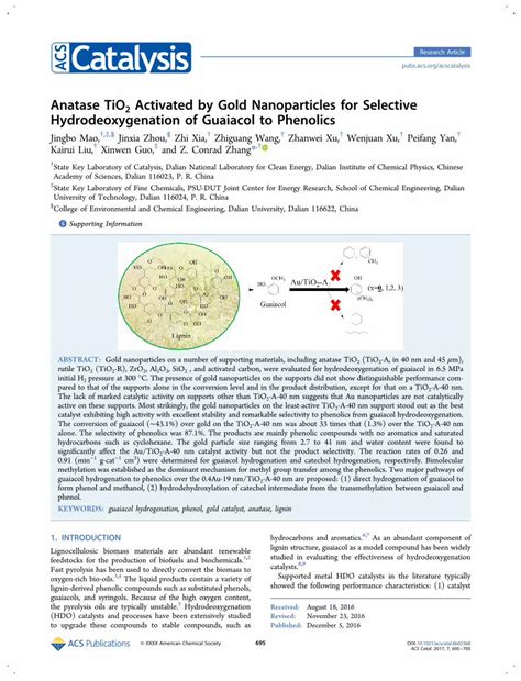 Pdf Anatase Tio Activated By Gold Nanoparticles For Selective