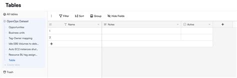 Tables Openops Documentation