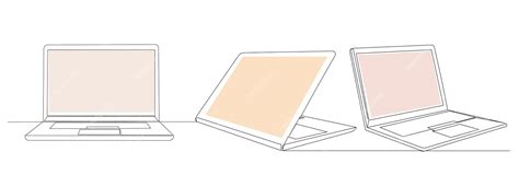 하나의 연속 라인으로 노트북 그리기 프리미엄 벡터