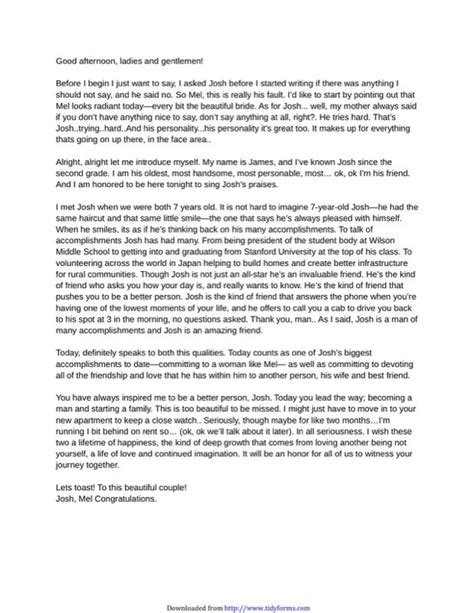 Download Short Best Man Speech Examples For Free Tidyform Best Man