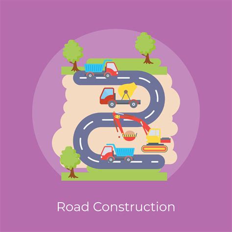 Trendy Road Construction 14231170 Vector Art At Vecteezy