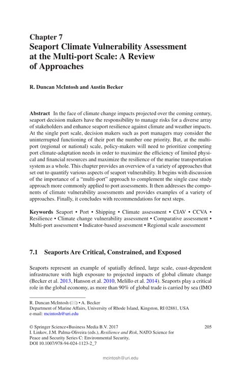 Pdf Seaport Climate Vulnerability Assessment At The Multi Port Scale A Review Of Approaches