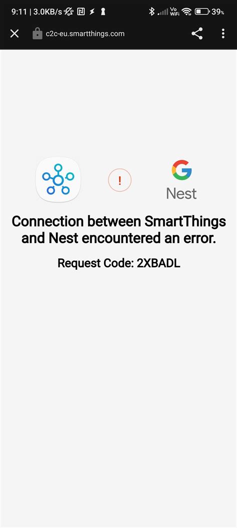 Error Connecting Nest Service Devices And Integrations Smartthings