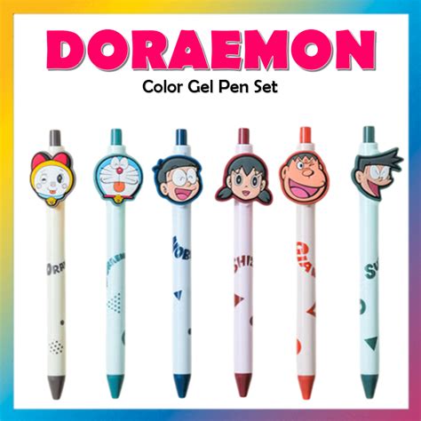 [doraemon] Color Gel Pen Set 0 38mm Fine Tip 6pcs 1065523 Shopee Malaysia