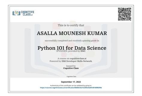 Mounesh Kumar On Linkedin I Got This Certificate By Successfully Completing Python 101 For Data