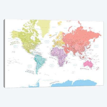 Hello World Map Canvas Artwork By Blursbyai Icanvas
