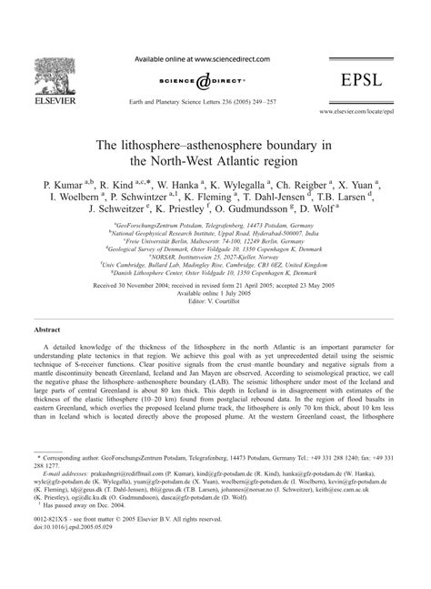 The Lithosphereasthenosphere Boundary In The North West Atlantic Region Docslib