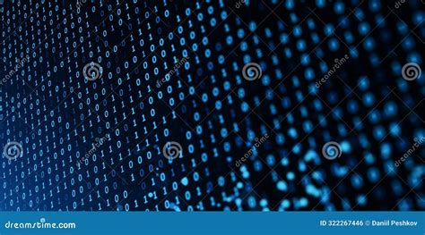 Digital Binary Code On A Dark Blue Background Concept Of Internet Data And Cybersecurity 3d