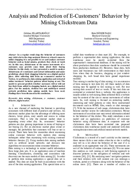 Pdf Analysis And Prediction Of E Customers Behavior By Mining