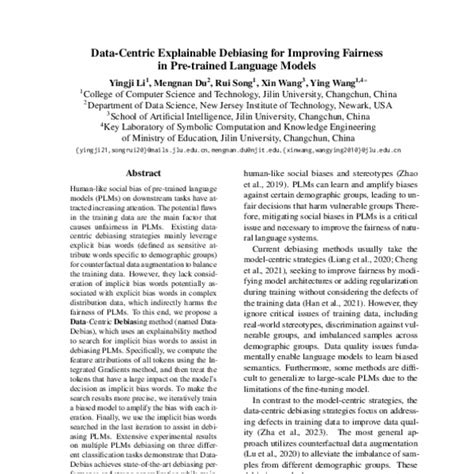 Data Centric Explainable Debiasing For Improving Fairness In Pre Trained Language Models Acl