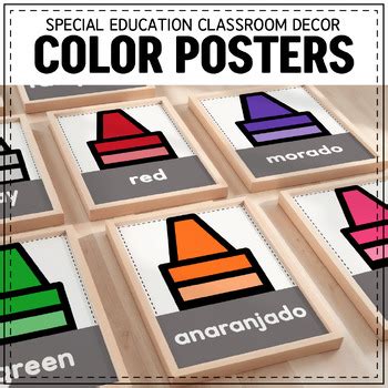 Crayon Colors Posters For Teaching Colors In Spanish And English Classrooms