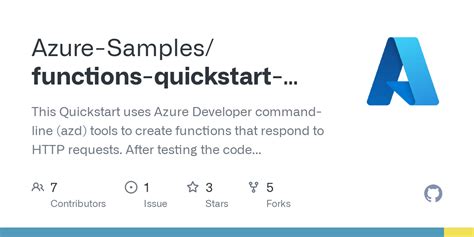 Github Azure Samplesfunctions Quickstart Javascript Azd This Quickstart Uses Azure Developer