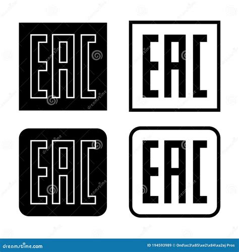 Eac Sign Set Icon Product Mark Package Euroasion Symbol Isolated On