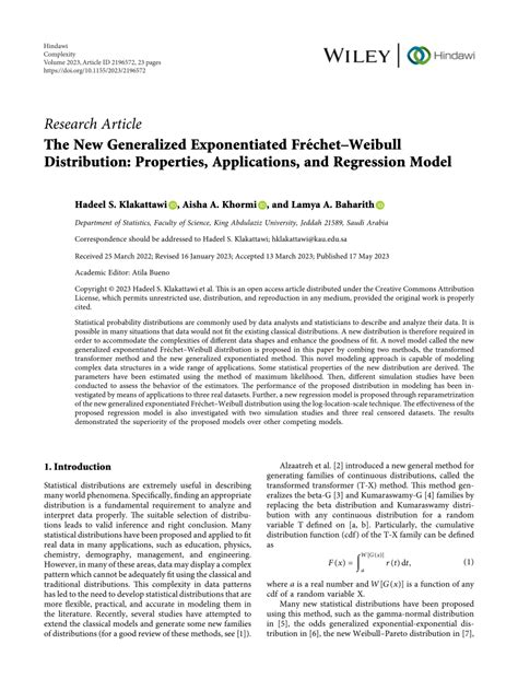 Pdf The New Generalized Exponentiated Fréchet Weibull Distribution Properties Applications