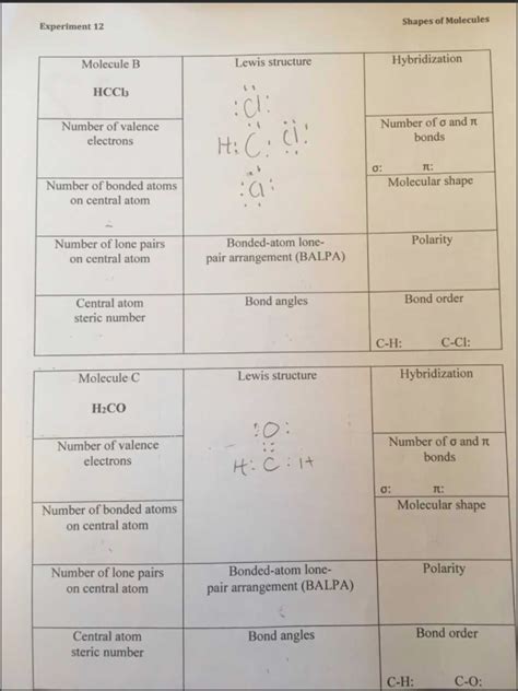 Solved Experiment 12 Shapes Of Molecules Molecule B Lewis