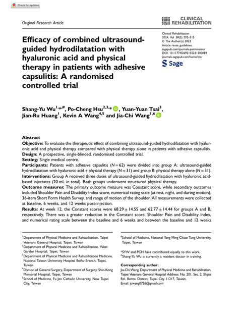 Wu Et Al 2023 Efficacy Of Combined Ultrasound Guided Hydrodilatation