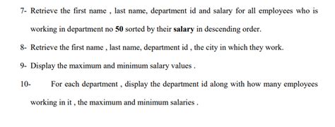 Solved Answer The Following Questions In Oracle Live Sql