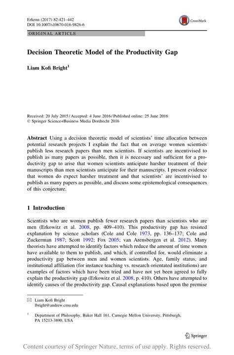 Decision Theoretic Model Of The Productivity Gap