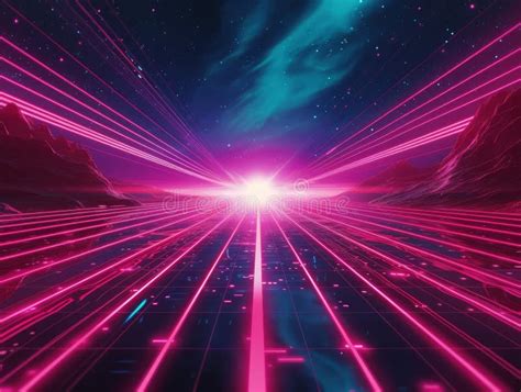 Futuristic Technology Background With Glowing Lines 3d Rendering Stock Illustration